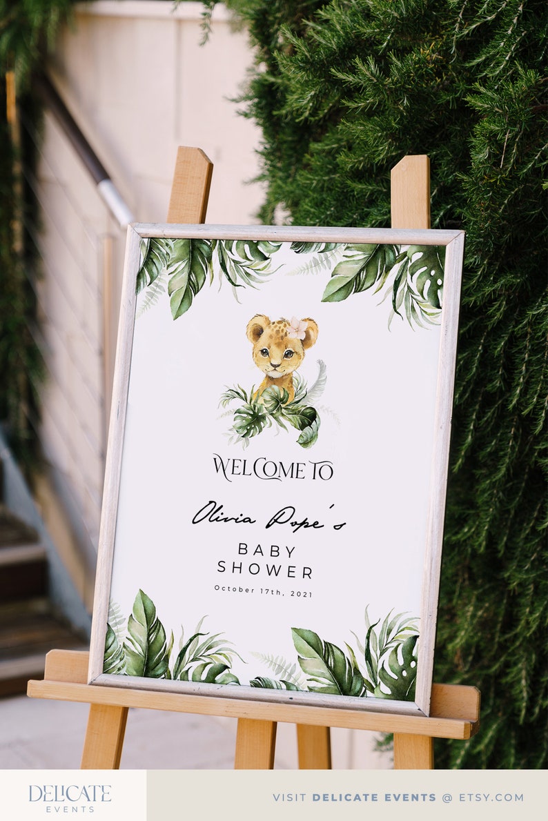 Lion Cub Baby Shower Welcome Poster Sing Editable Welcome - Etsy
