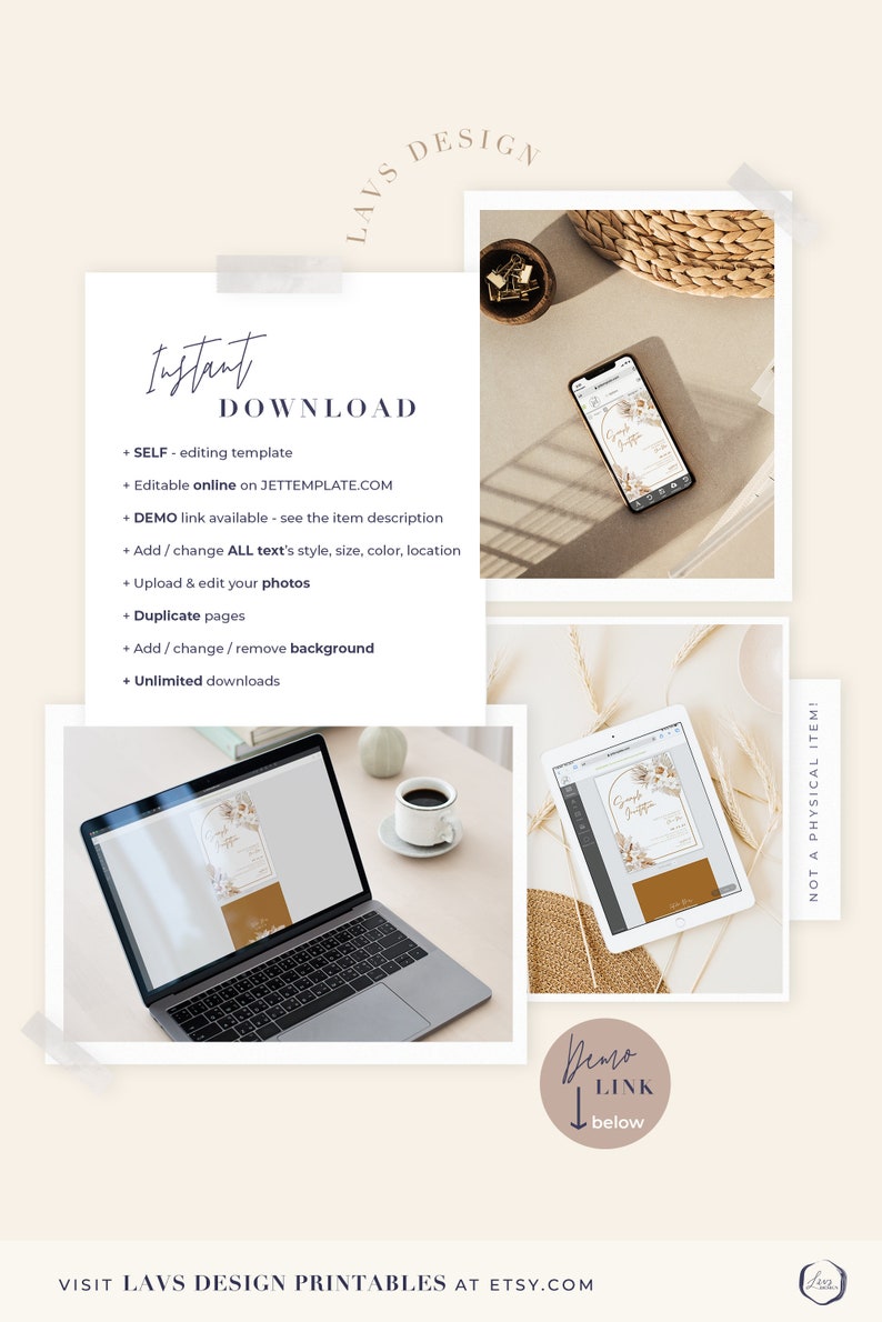 4 EDITABLE boho cupcake toppers template Bridal shower | Etsy