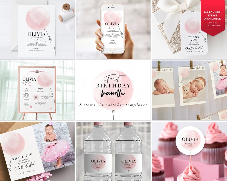 Gift 1st Birthday Thank You Tag Template Pink Birthday - Etsy