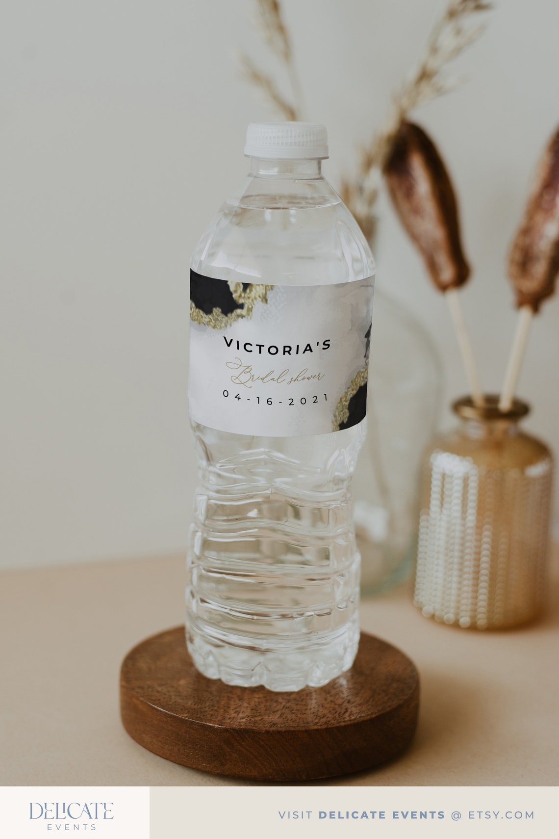 EDITABLE Black and Gold Water Bottle Labels Black and Gold - Etsy
