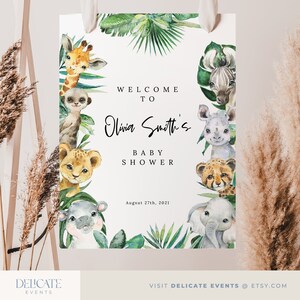 Jungle Animal Welcome Sign Editable Baby Shower Welcome - Etsy