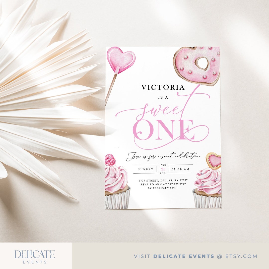 Sweet One Birthday Invitation Template, Sweet One 1st Birthday Invite ...