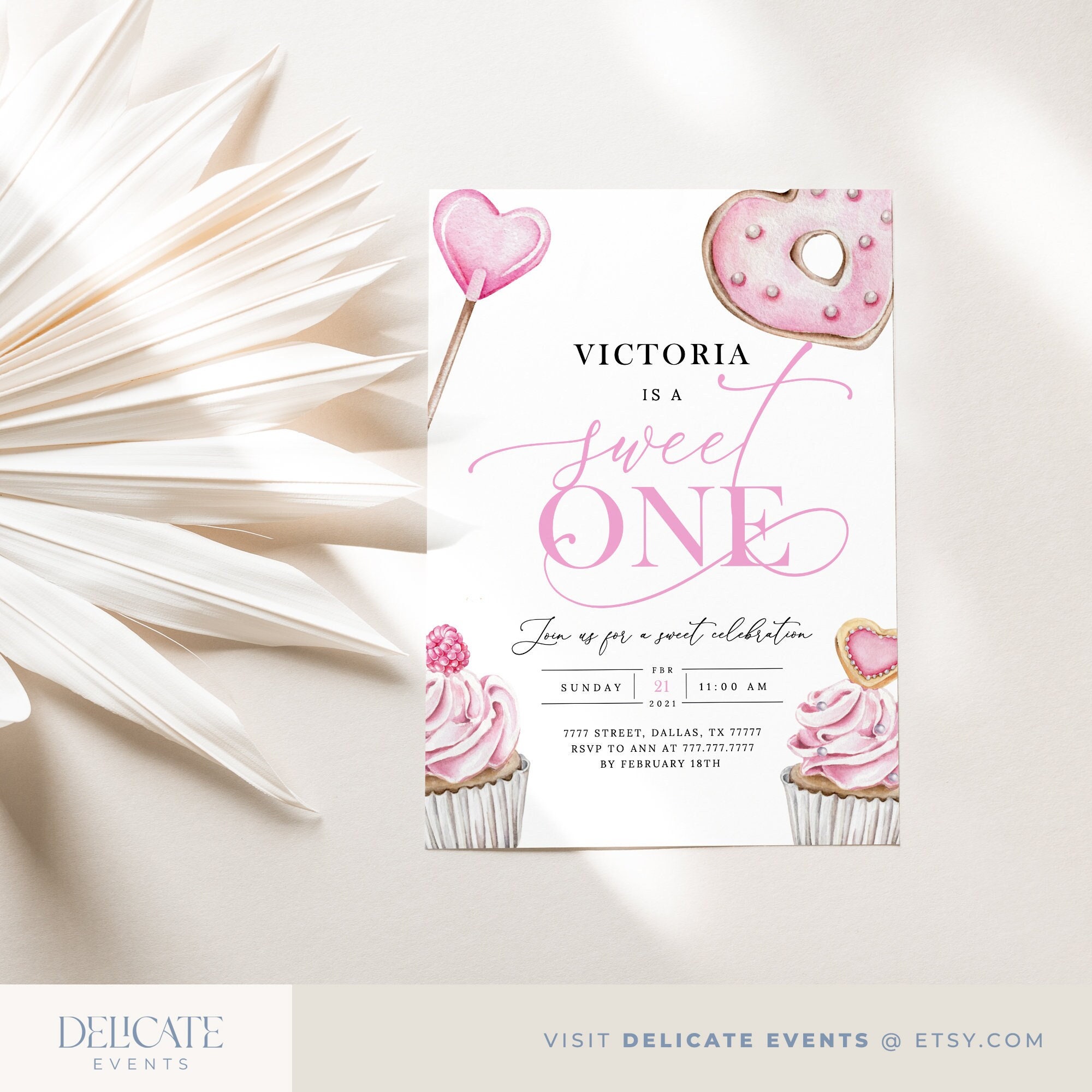 Sweet One Birthday Invitation Template Sweet One 1st Birthday - Etsy