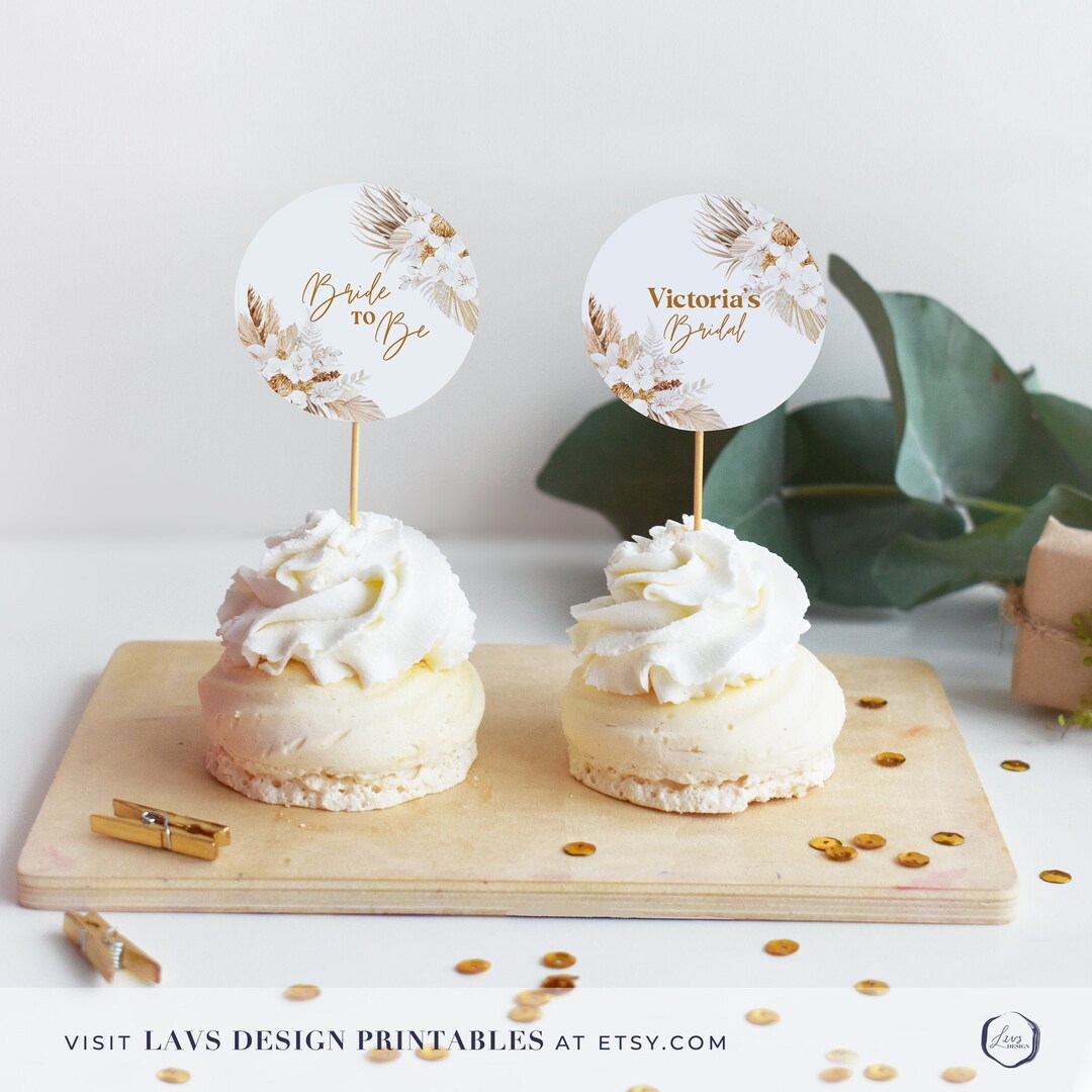 4 EDITABLE Boho Cupcake Toppers Template Bridal Shower - Etsy