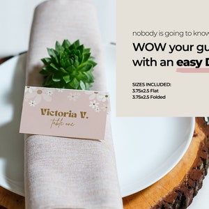 Editable Daisy Name Card Canva Template, Pink Daisy Birthday Party ...