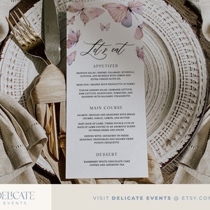 Butterfly Round Menu Template, Butterflies Circle Menu Printable, Long ...