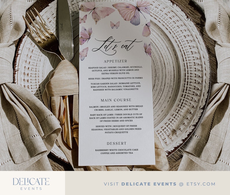 Butterfly Round Menu Template Butterflies Circle Menu - Etsy