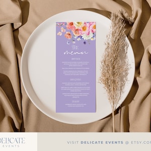 Spring Floral Wedding Menu Template Garden Wedding Menu - Etsy