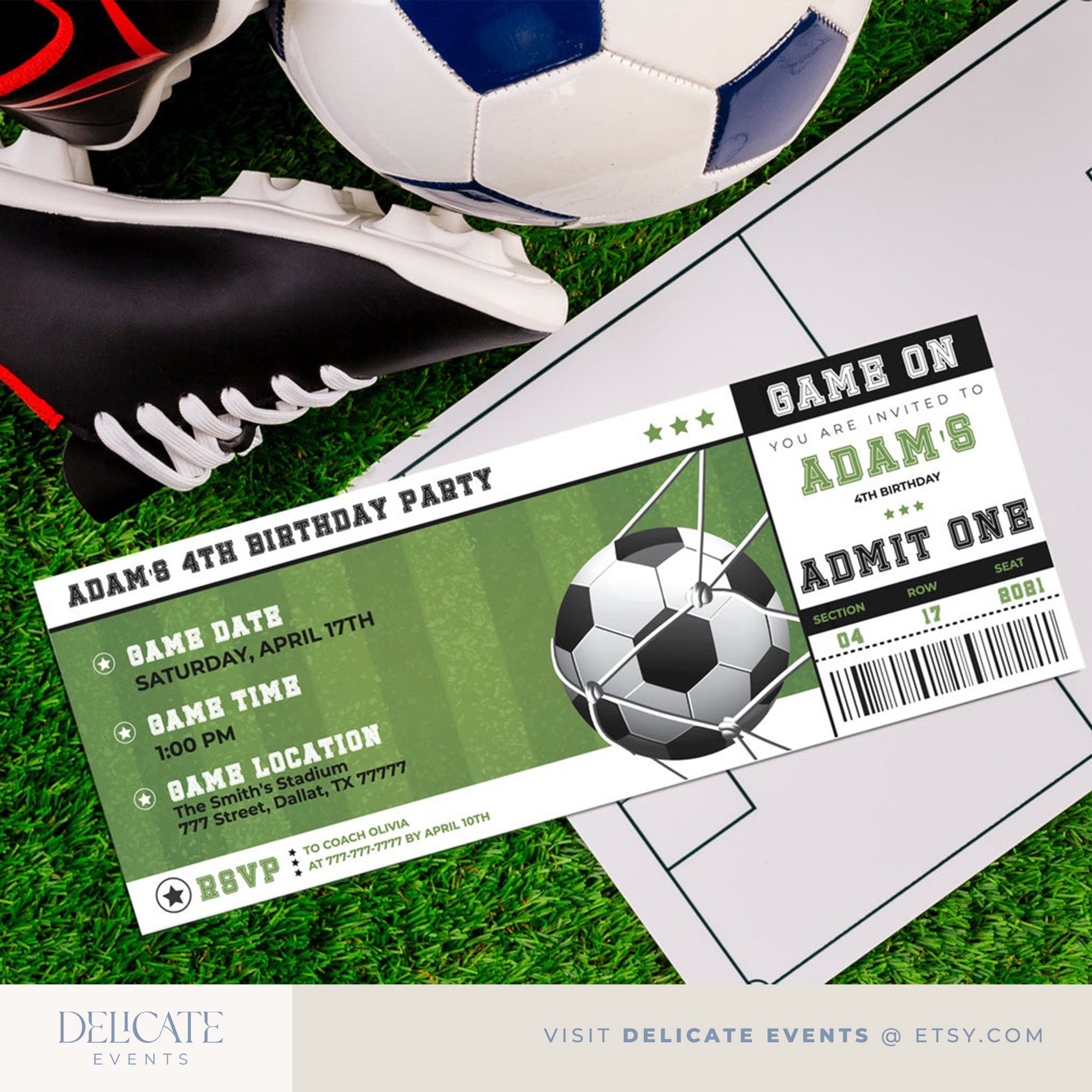 Editable Soccer Ticket Invitation Soccer Birthday Party - Etsy