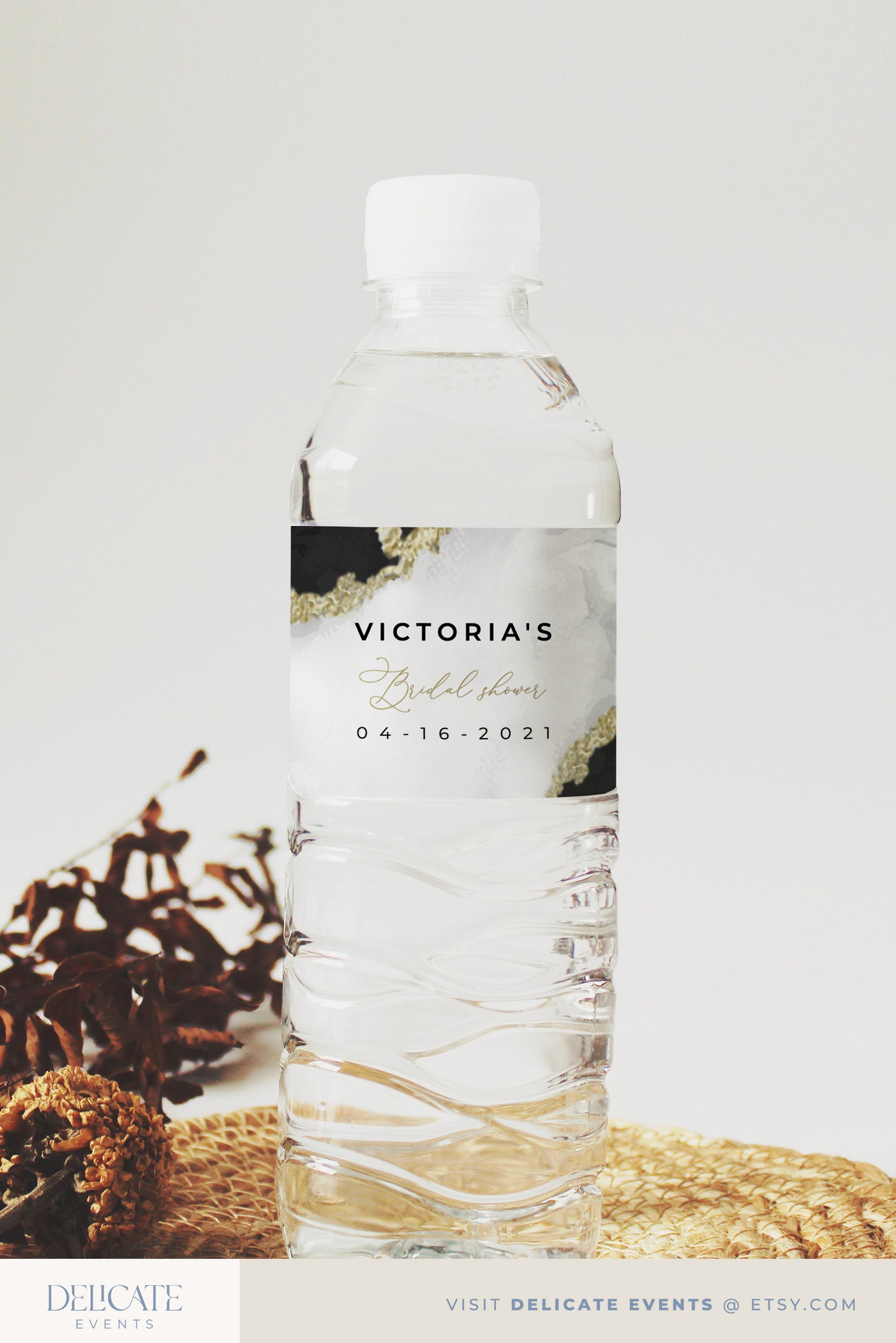 EDITABLE Black and Gold Water Bottle Labels Black and Gold - Etsy