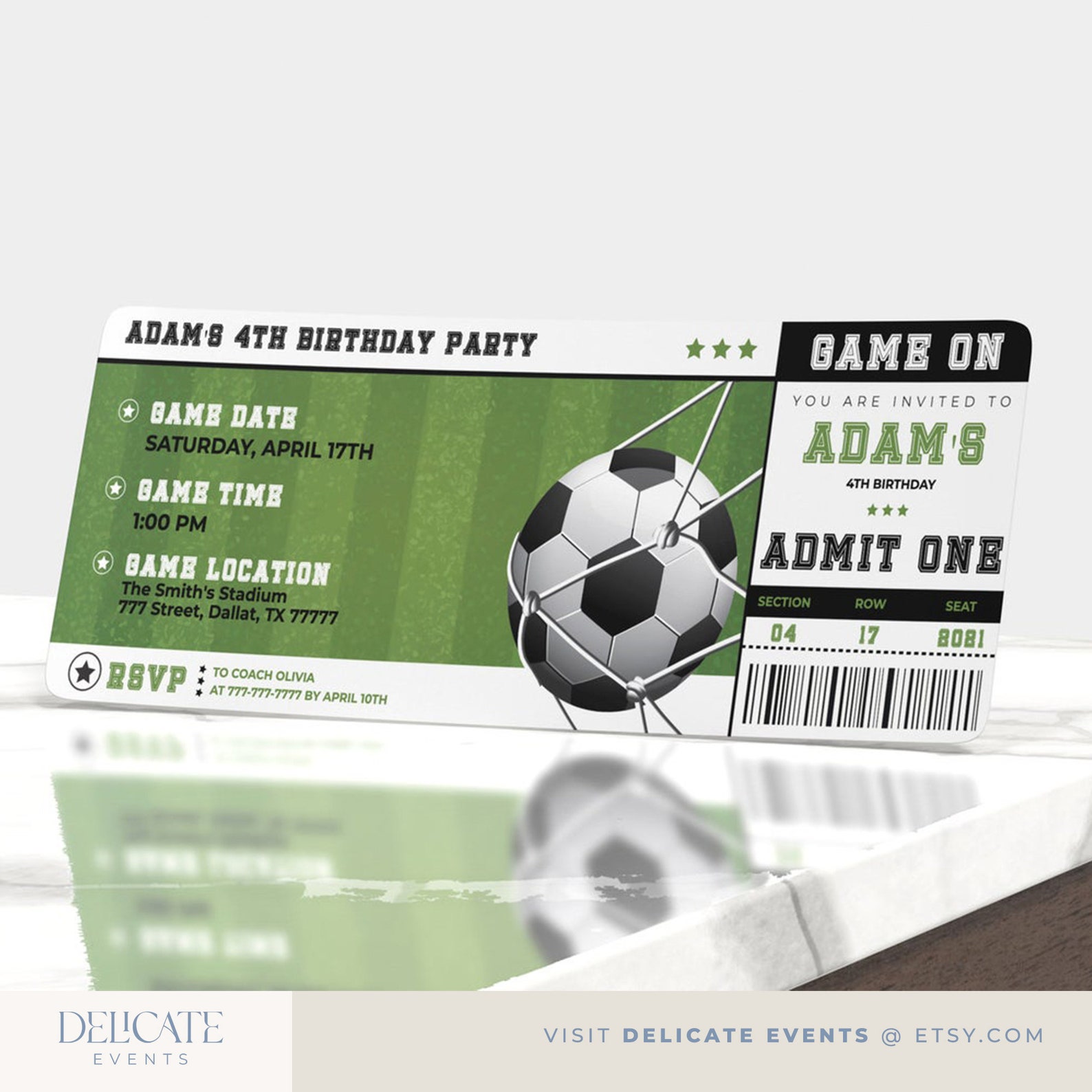 Editable Soccer Ticket Invitation Soccer Birthday Party - Etsy