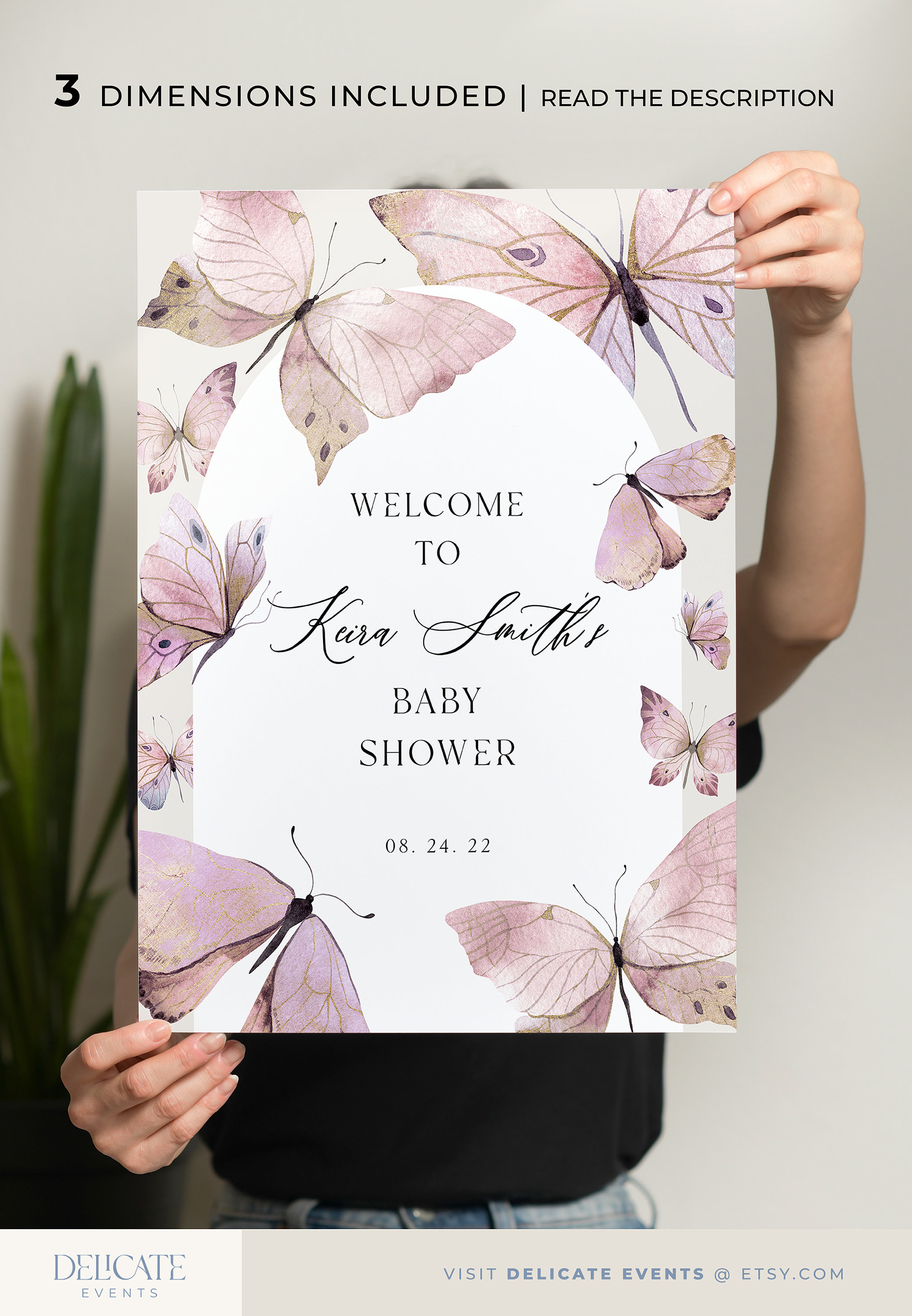 Arch Butterfly Baby Shower Welcome Sign Template, Editable Spring Baby ...