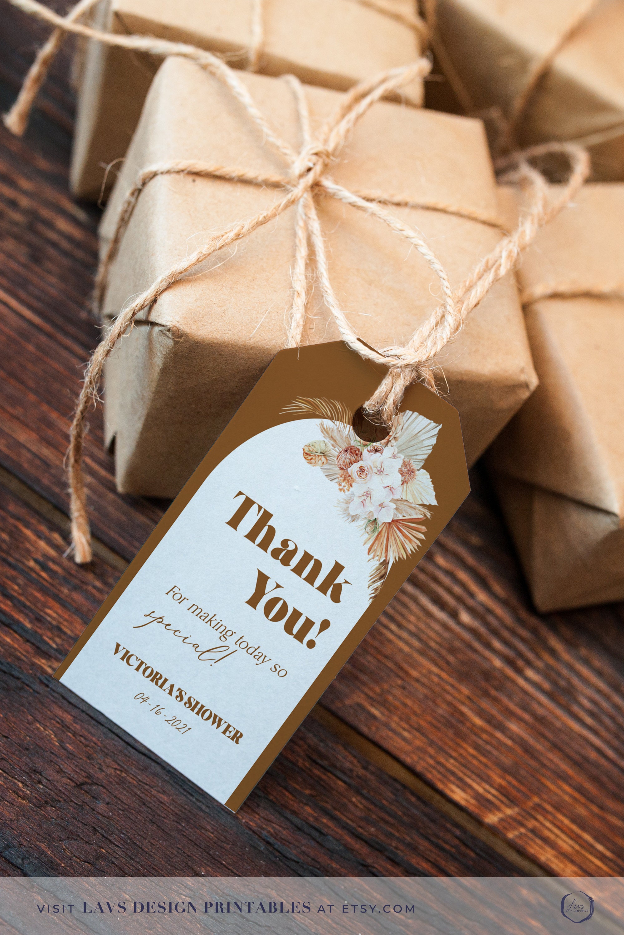 Desert thank you tag template EDITABLE terracotta gift tag | Etsy