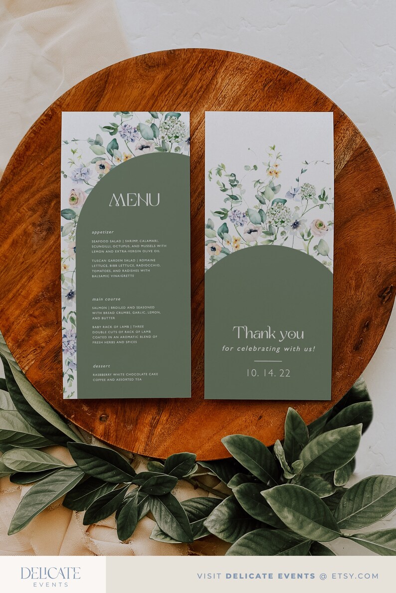 Wildflower Menu Template Editable Floral Menu Template Boho - Etsy