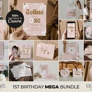 Editable Daisy Name Card Canva Template, Pink Daisy Birthday Party ...