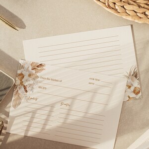 EDITABLE Boho Recipe Cards, Bohemian Recipe Bridal Shower Cards, Boho ...
