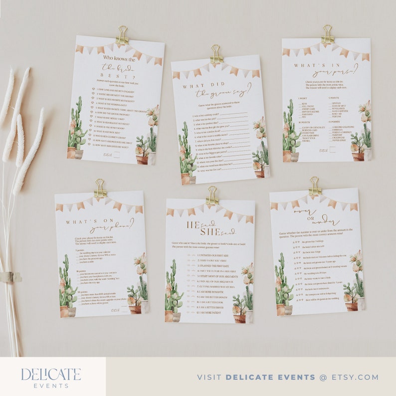 14 EDITABLE fiesta bridal shower games bundle Desert bridal | Etsy