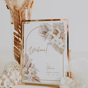 Boho Arch Welcome Sign Template, Bohemian Welcome Poster, Boho Bridal ...