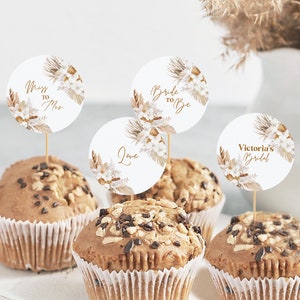 4 EDITABLE Boho Cupcake Toppers Template Bridal Shower - Etsy
