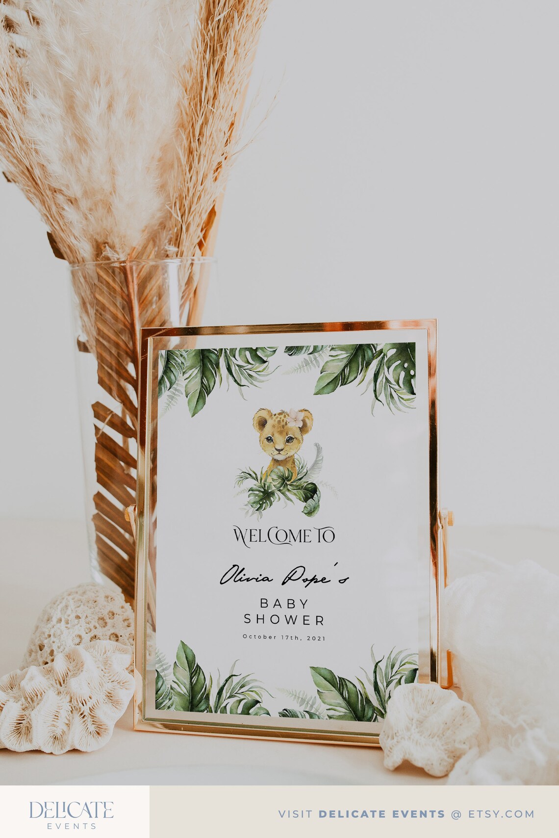 Lion Cub Baby Shower Welcome Poster Sing Editable Welcome | Etsy