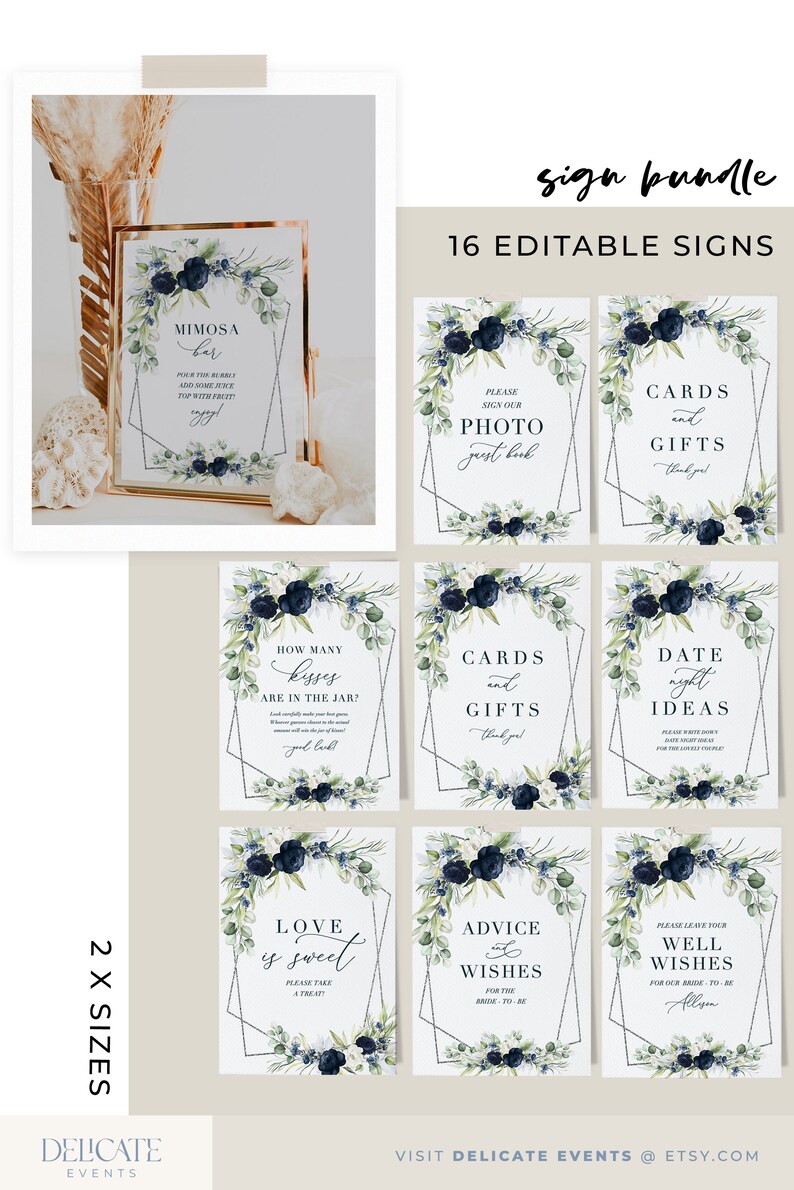 Bridal Signs Set, Bridal Signage, Bridal Shower Sign Pack, Editable ...