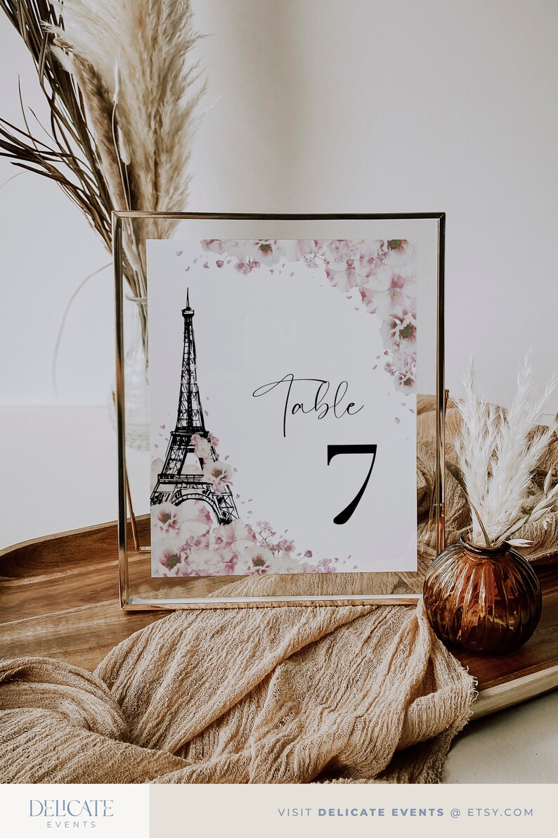 Paris Table Number Template Editable Table Number Paris - Etsy