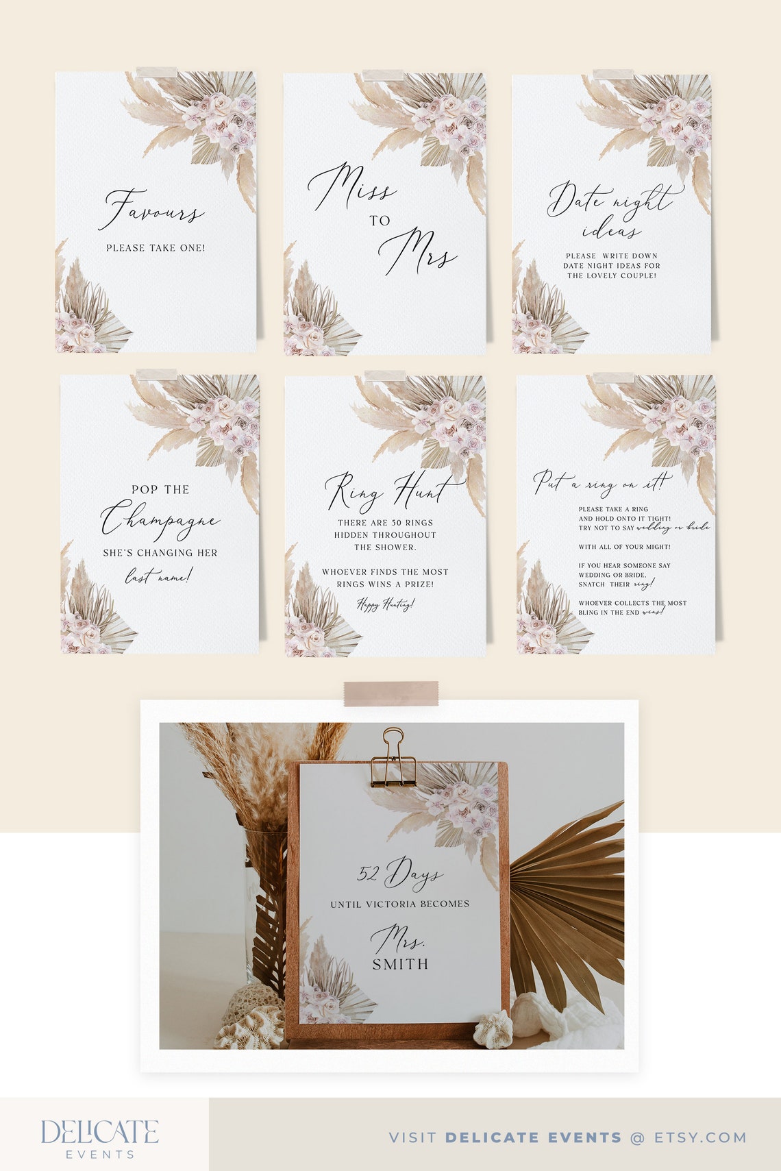 16 EDITABLE Boho Bridal Shower Signs Bundle Instant Download - Etsy