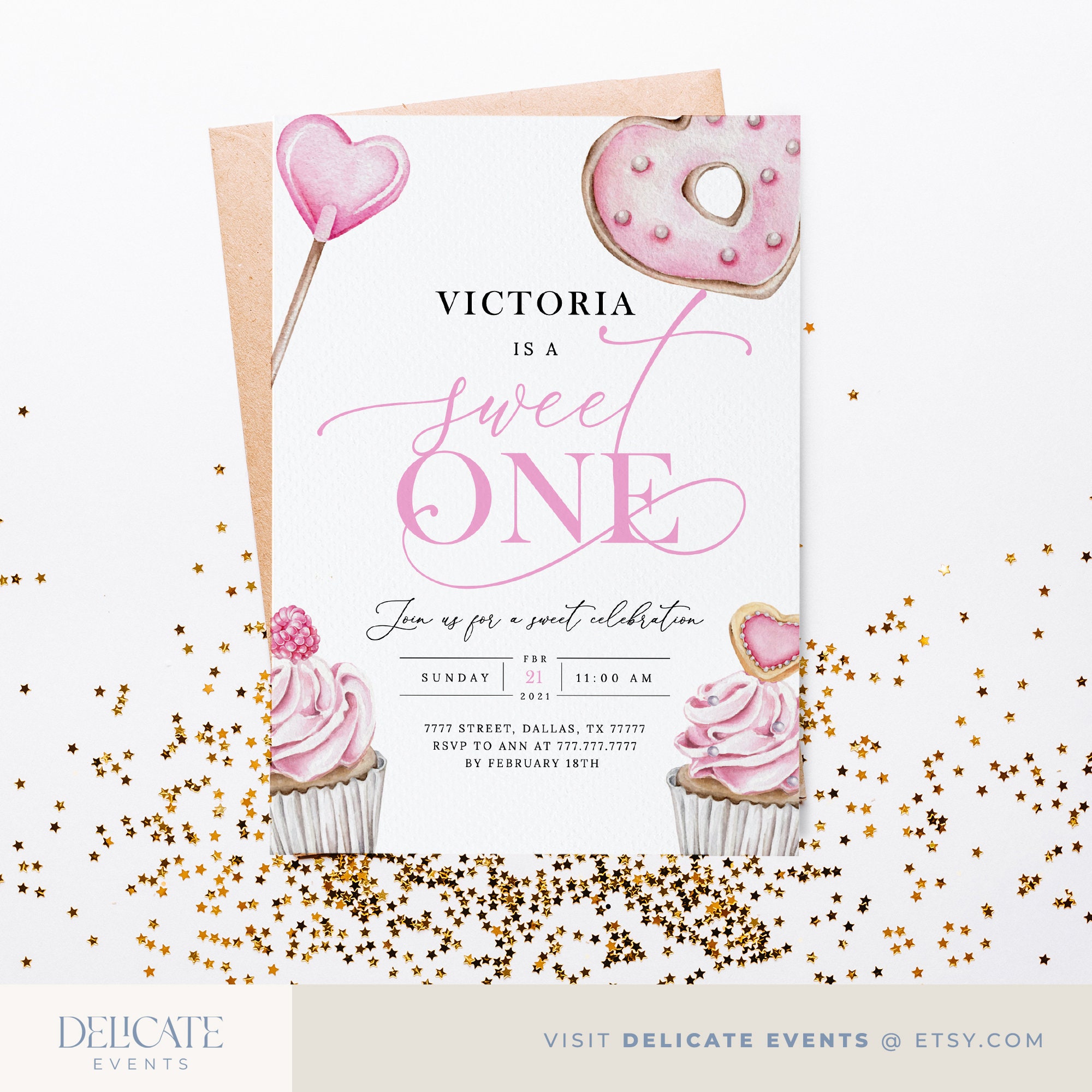 Sweet One Birthday Invitation Template Sweet One 1st Birthday - Etsy