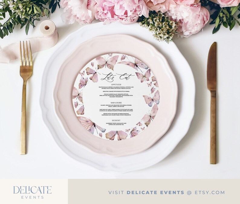 Butterfly Round Menu Template Butterflies Circle Menu - Etsy