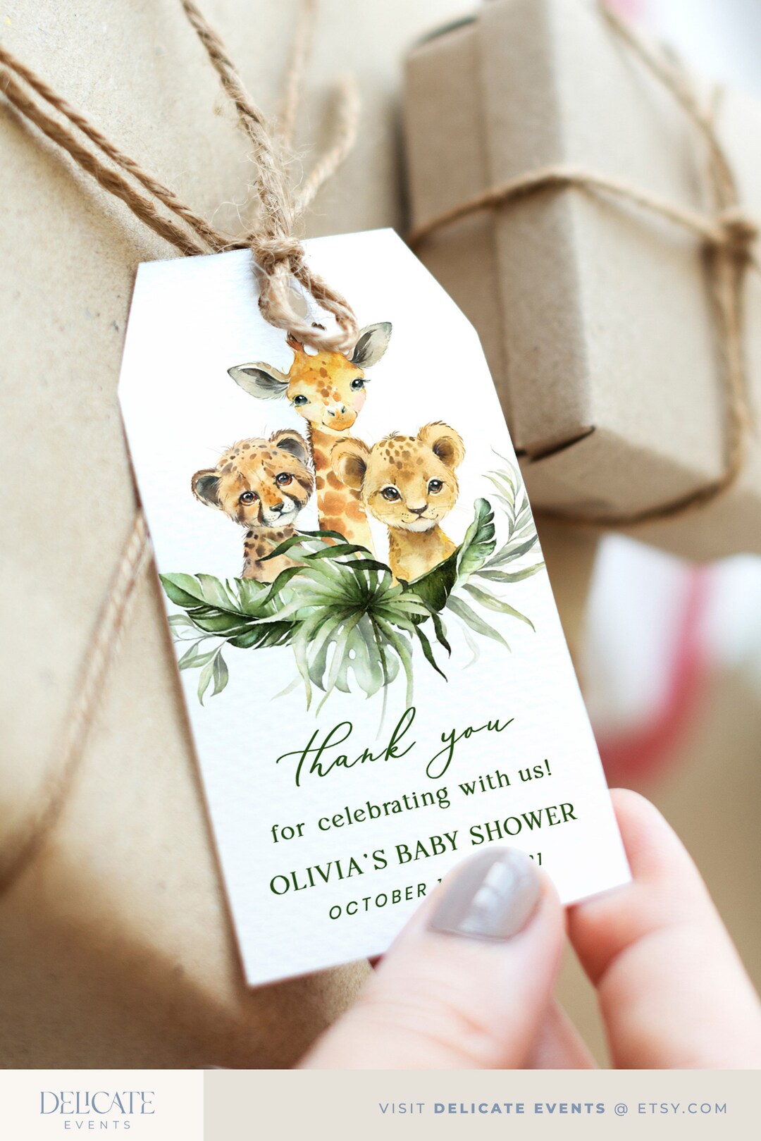 Editable Tags Instant Download, Safari Baby Shower Favor Tag Template ...