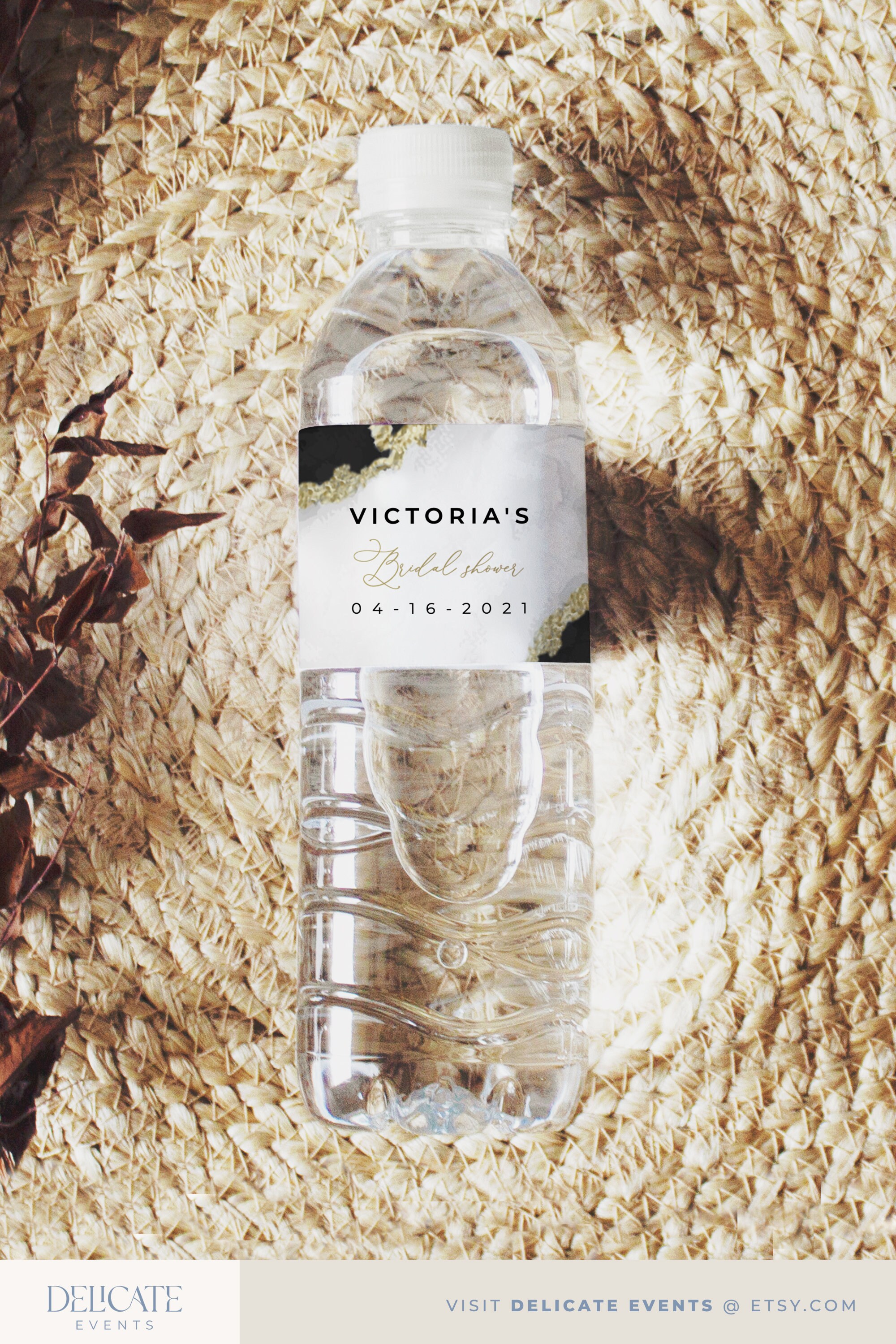EDITABLE Black and Gold Water Bottle Labels Black and Gold - Etsy