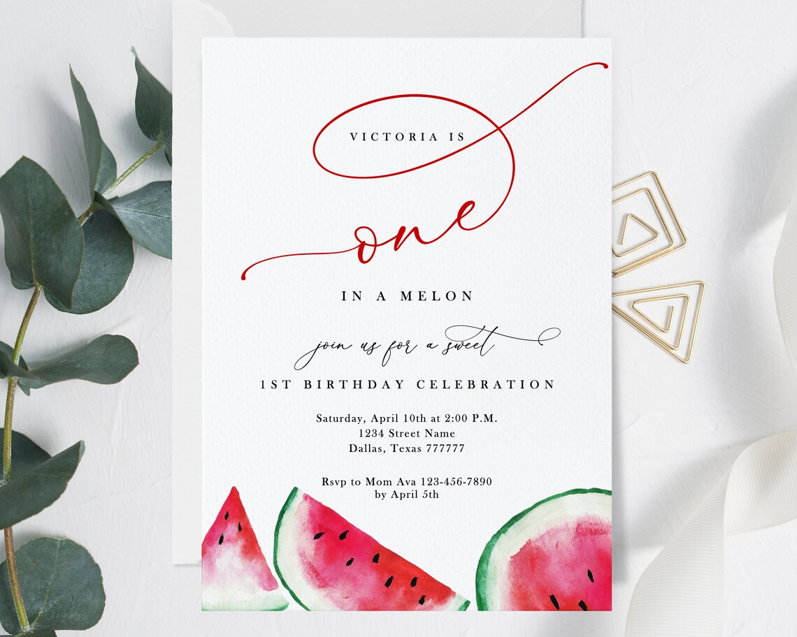 Watermelon invitation Watermelon birthday invitation One in | Etsy