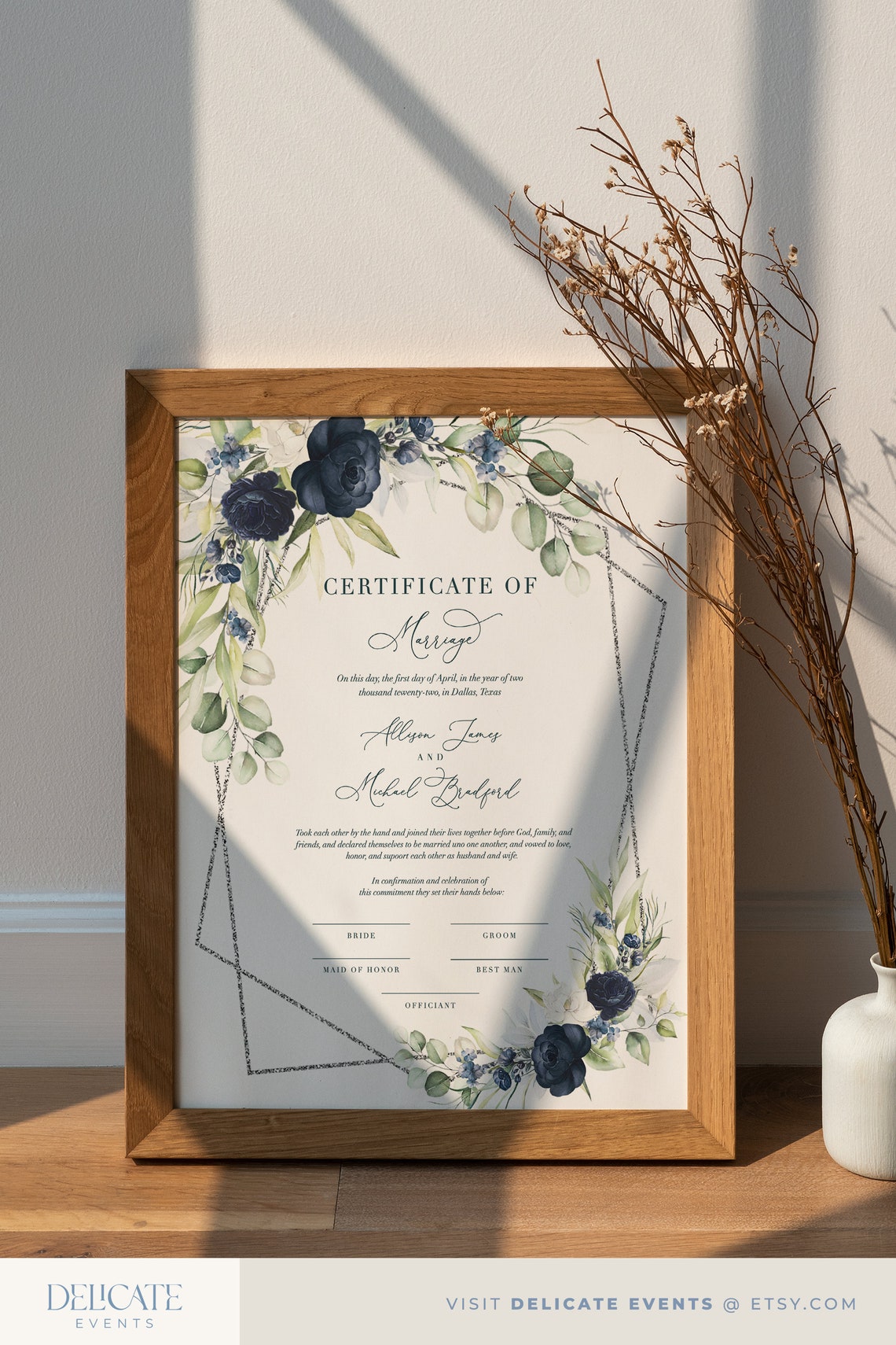 Certificate of Marriage Template Self-editing Template - Etsy