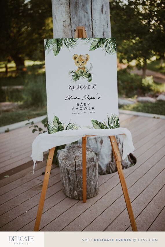 Lion Cub Baby Shower Welcome Poster Sing Editable Welcome | Etsy
