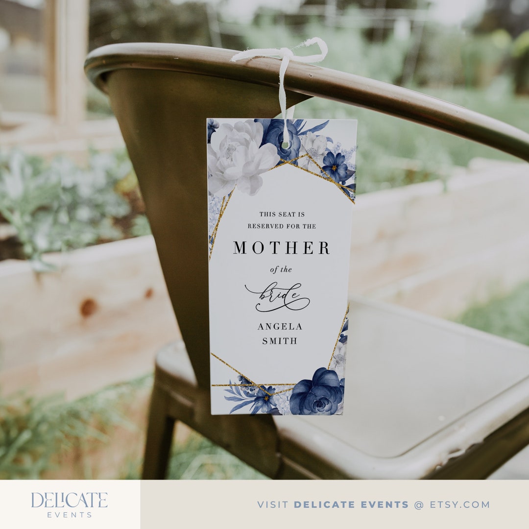 Dusty Blue Wedding Reserved Seating Tag Template (digital Download) - Etsy