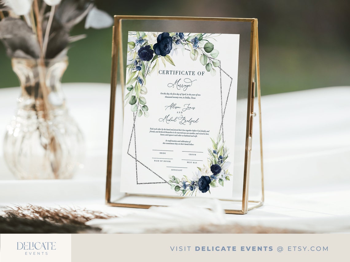 Certificate of Marriage Template Self-editing Template - Etsy