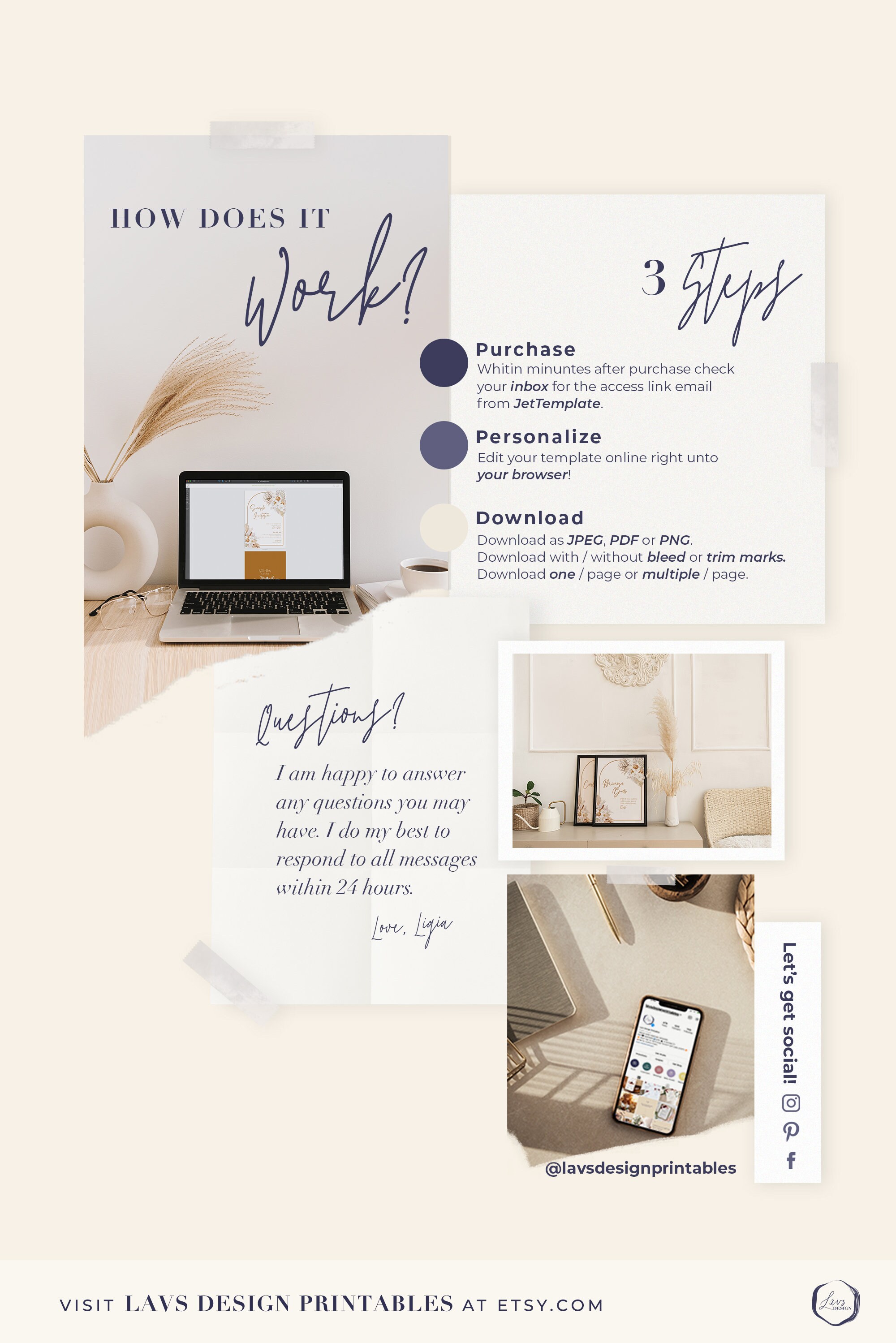 4 EDITABLE boho cupcake toppers template Bridal shower | Etsy