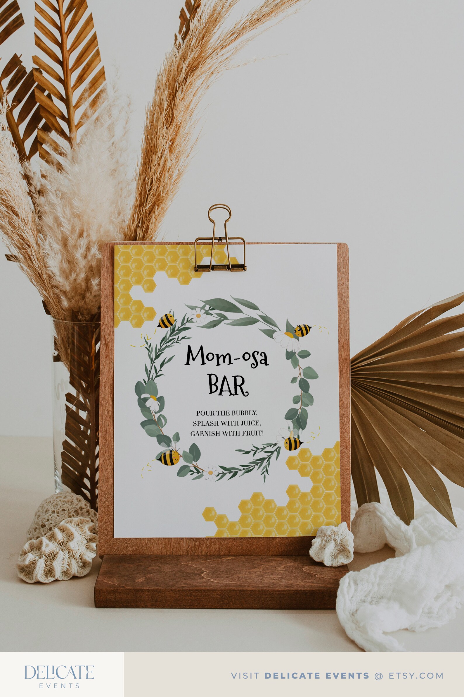 Printable Mom-osa Bar Sign Honey Bee Baby Shower Printable | Etsy