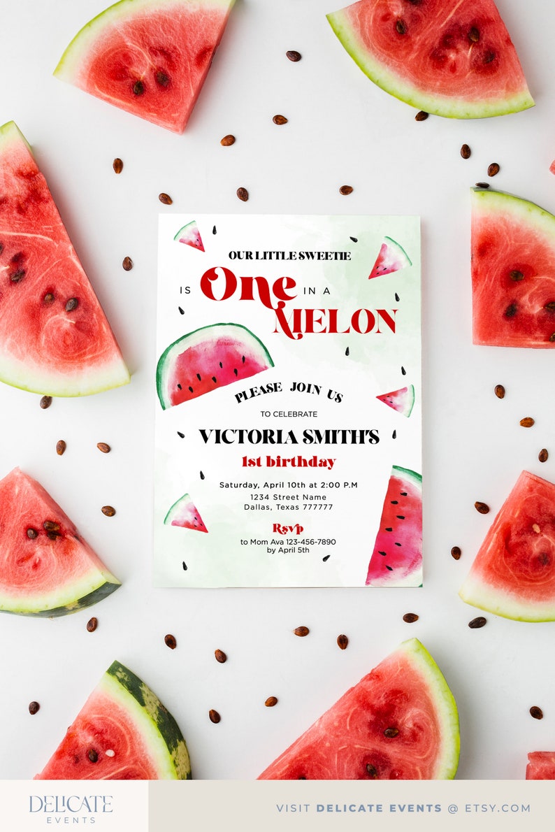 Watermelon Invitation Template Watermelon Birthday Invite ONE | Etsy