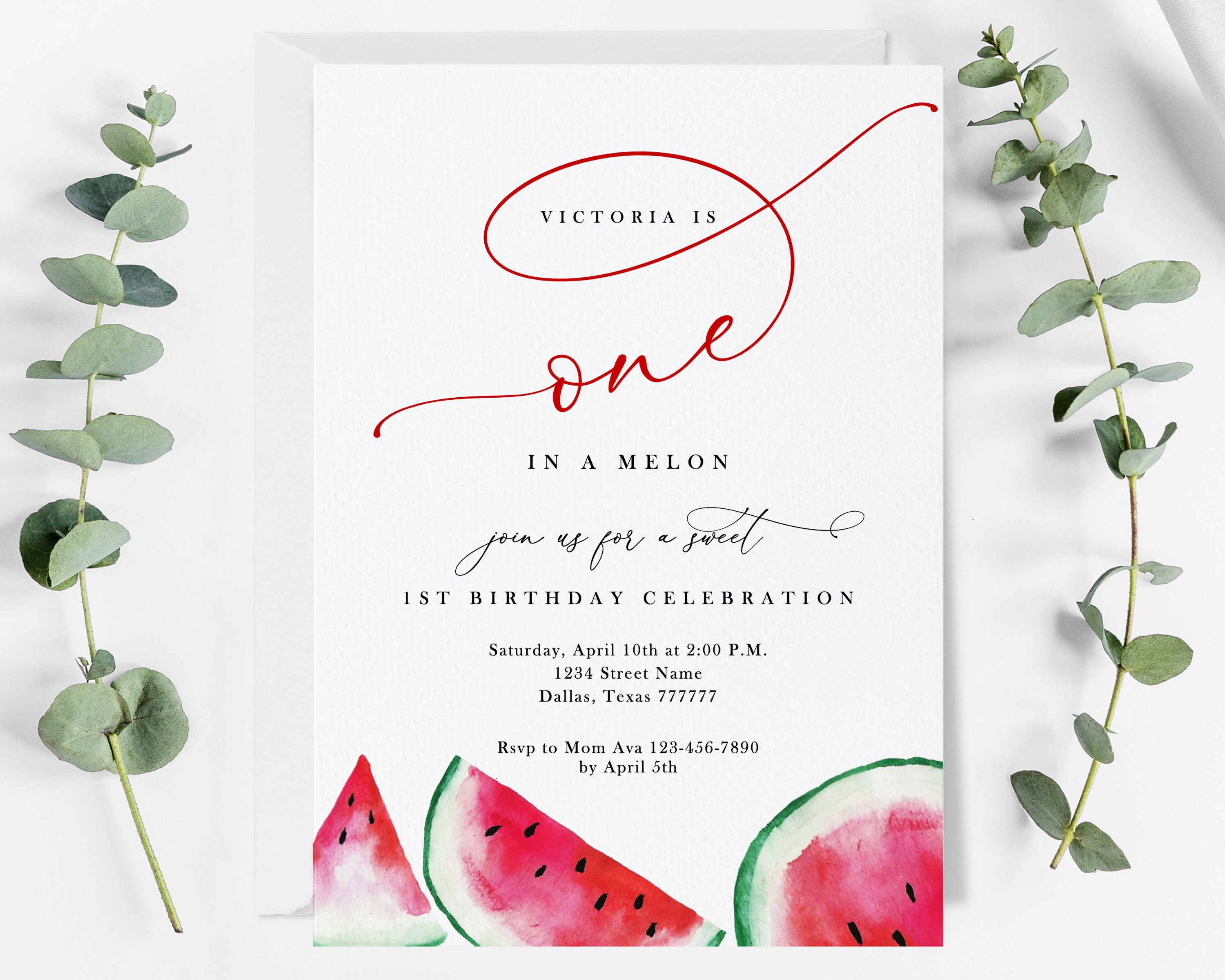 Watermelon invitation Watermelon birthday invitation One in | Etsy