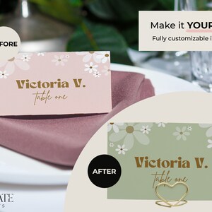 Editable Daisy Name Card Canva Template, Pink Daisy Birthday Party ...