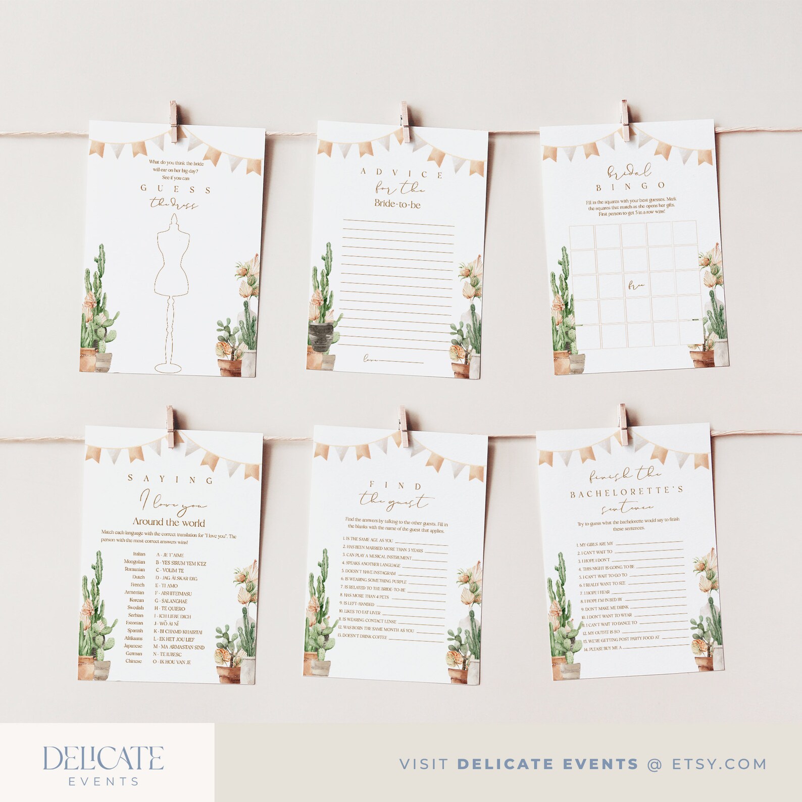 14 EDITABLE fiesta bridal shower games bundle Desert bridal | Etsy