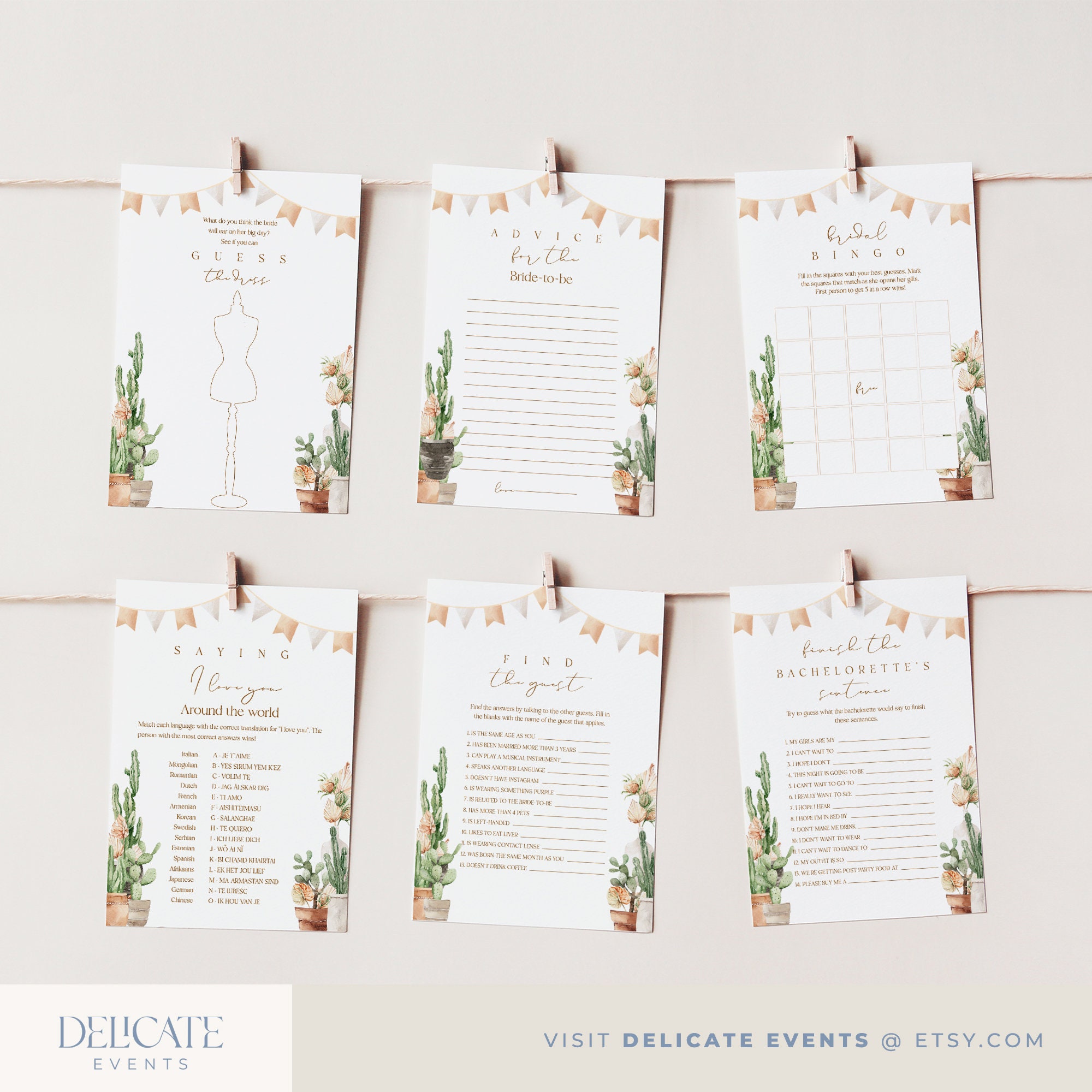 14 EDITABLE fiesta bridal shower games bundle Desert bridal | Etsy