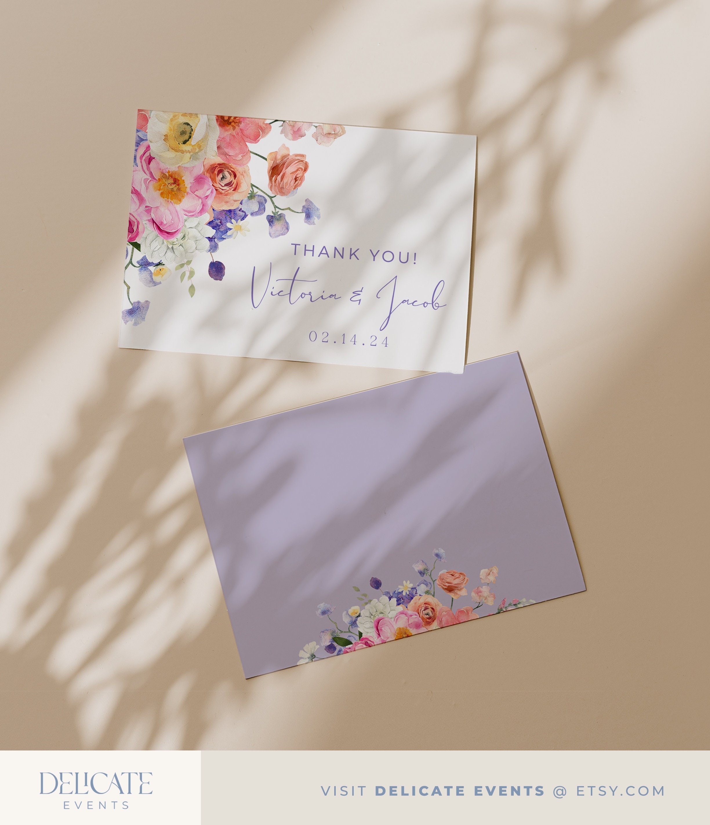 Floral Garden Thank You Card Template Editable Garden Thank - Etsy