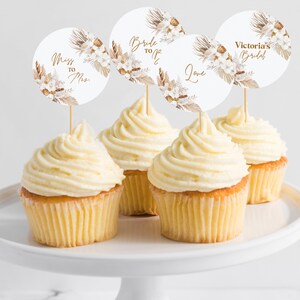 4 EDITABLE Boho Cupcake Toppers Template Bridal Shower - Etsy