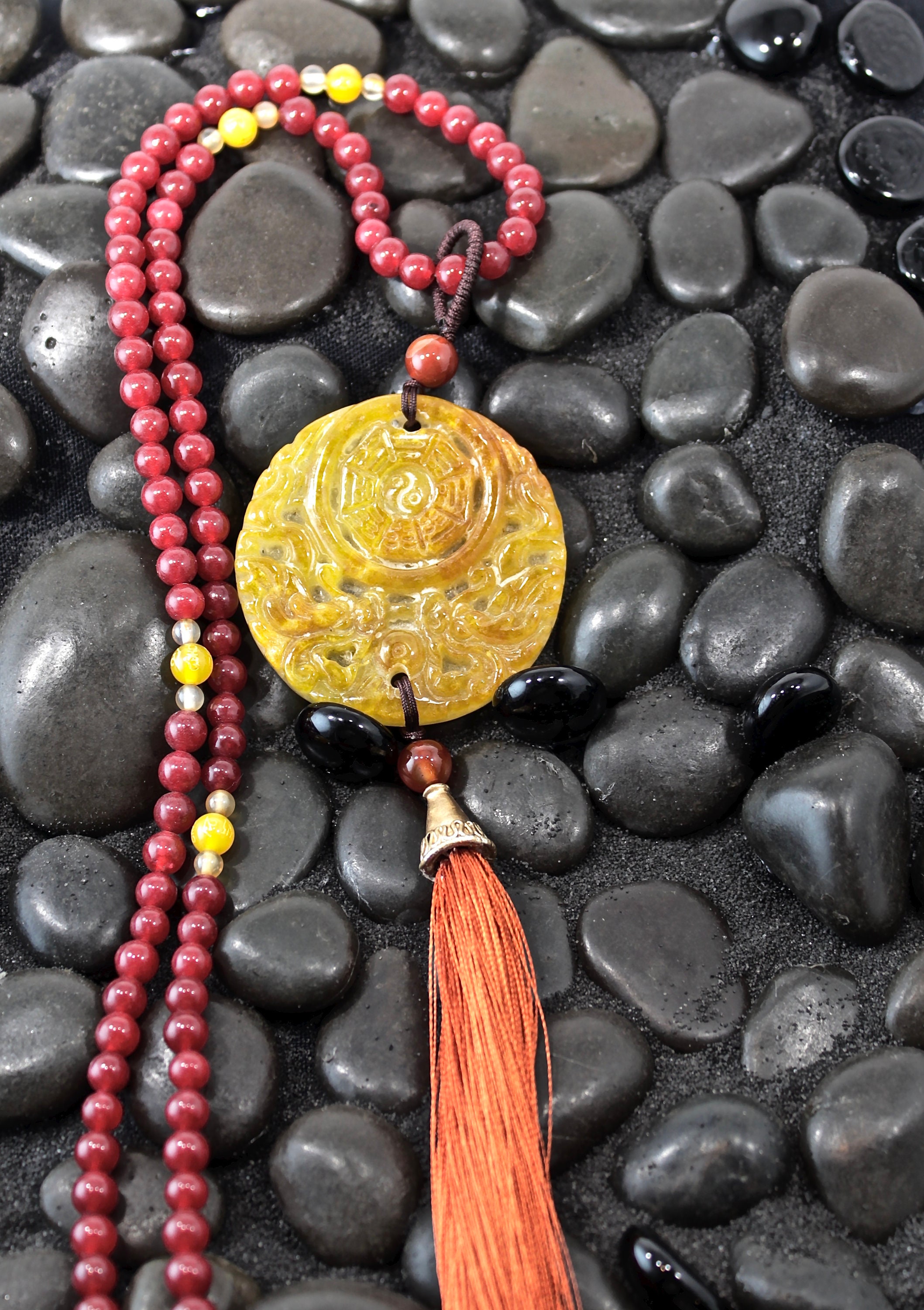 Red Jade Pendant Jade Necklace Red Bead 32 Necklace | Etsy