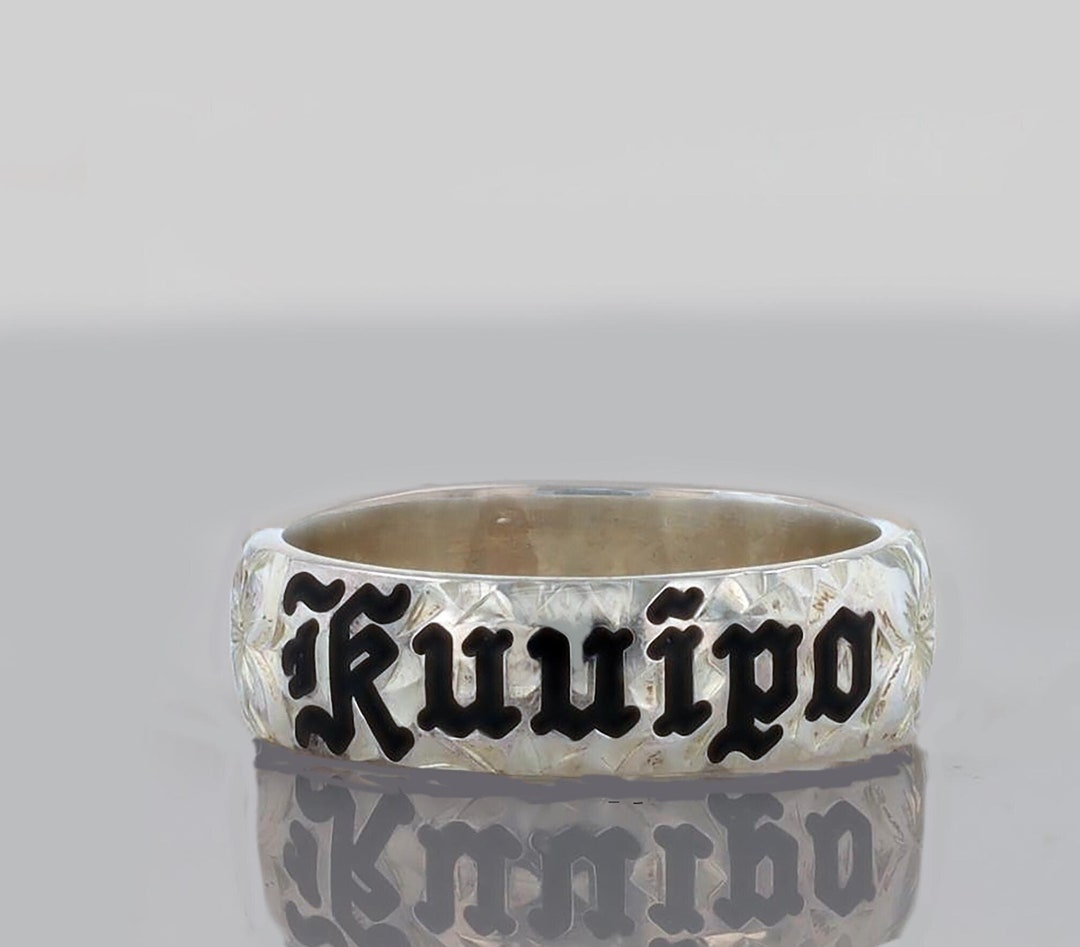 Hawaiian Ring Kuuipo Hand Engraved Black Enameled Letters 6mm Barrel ...