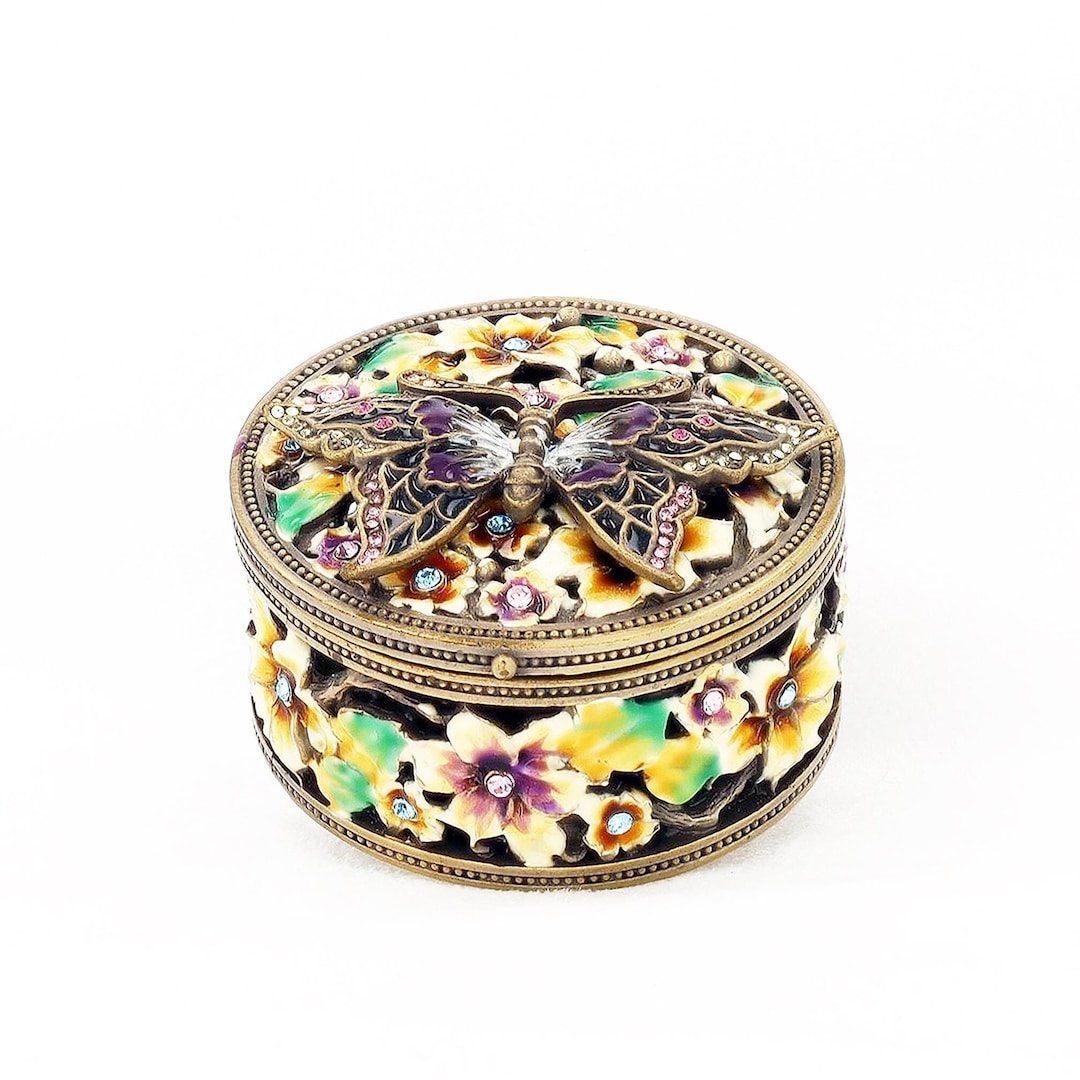 Butterfly Trinket Box Jewelry Collectibles Bejeweled Crystallized Name ...