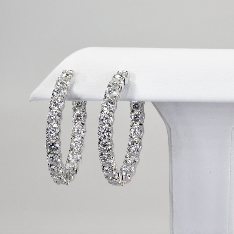 Diamond Hoop Earrings - Etsy