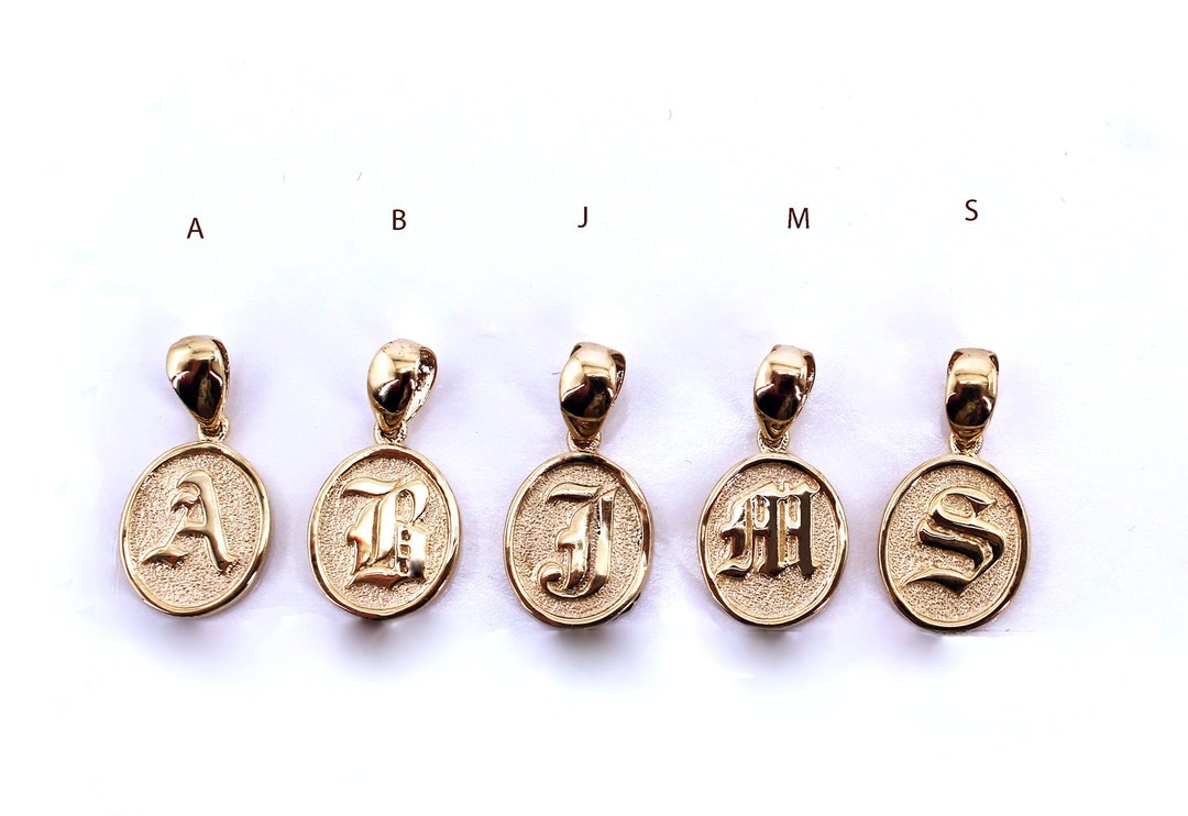 Hawaiian Initial Pendant 14kt Gold Initial Pendant Oval Pendant ...